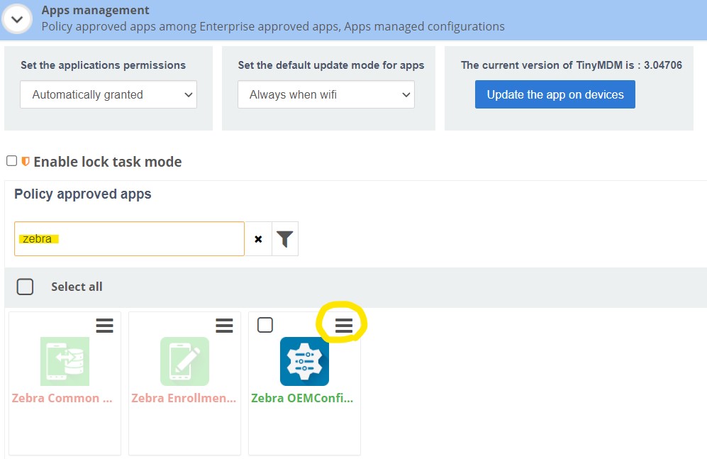TinyMDM remote control on Zebra devices - Help resources