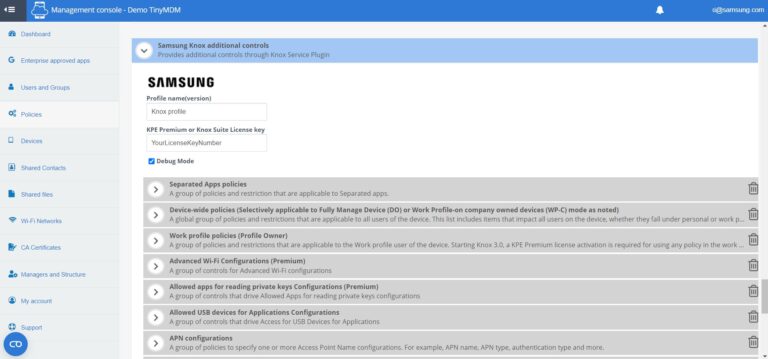 Setup Knox Service Plugin - KSP - Help resources - TinyMDM