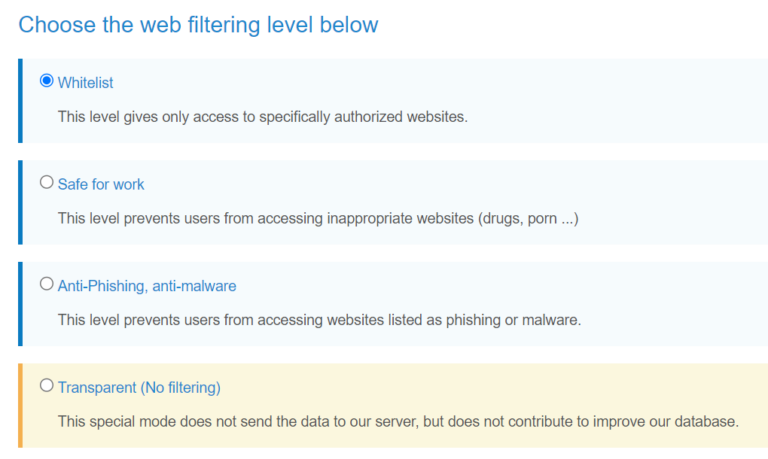 Internet Filtering Feature - TinyMDM